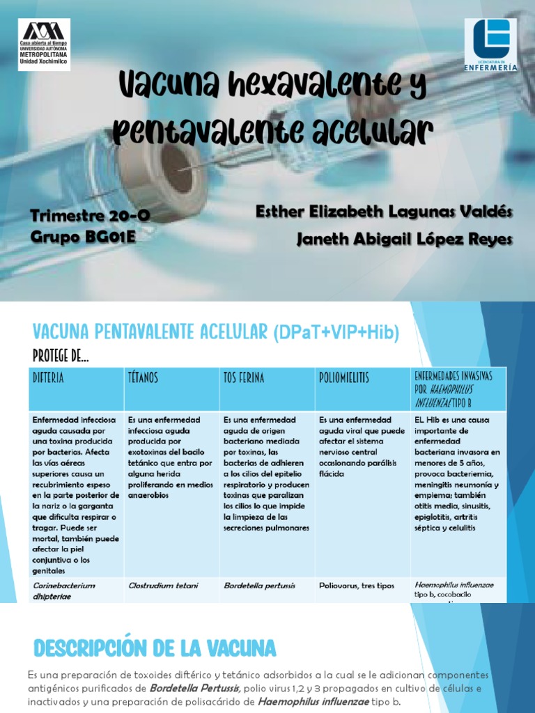 Vacuna Hexavalente y Pentavalente Acelular | PDF | Hepatitis B | Vacunas