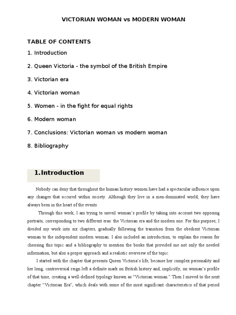 Victorian vs Modern Woman: A Comparison | PDF | Queen Victoria | Pre ...