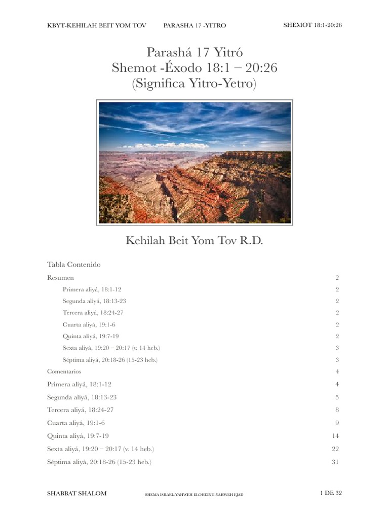 Parasha 17 Yitro Shemot Exodo 18 1 20 26 | PDF | Yahvé | Libro del éxodo