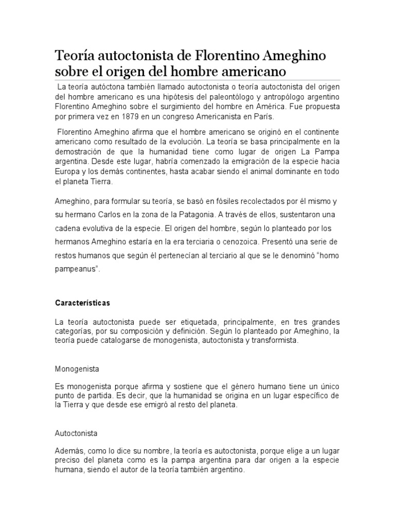 Teoría Autoctonista de Florentino Ameghino | Descargar gratis PDF ...