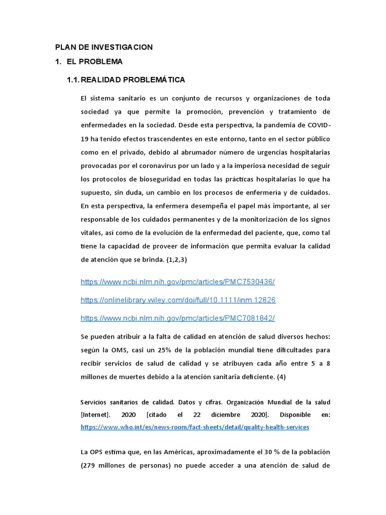 Proyecto de Investigacion | PDF | Enfermería | Hospital