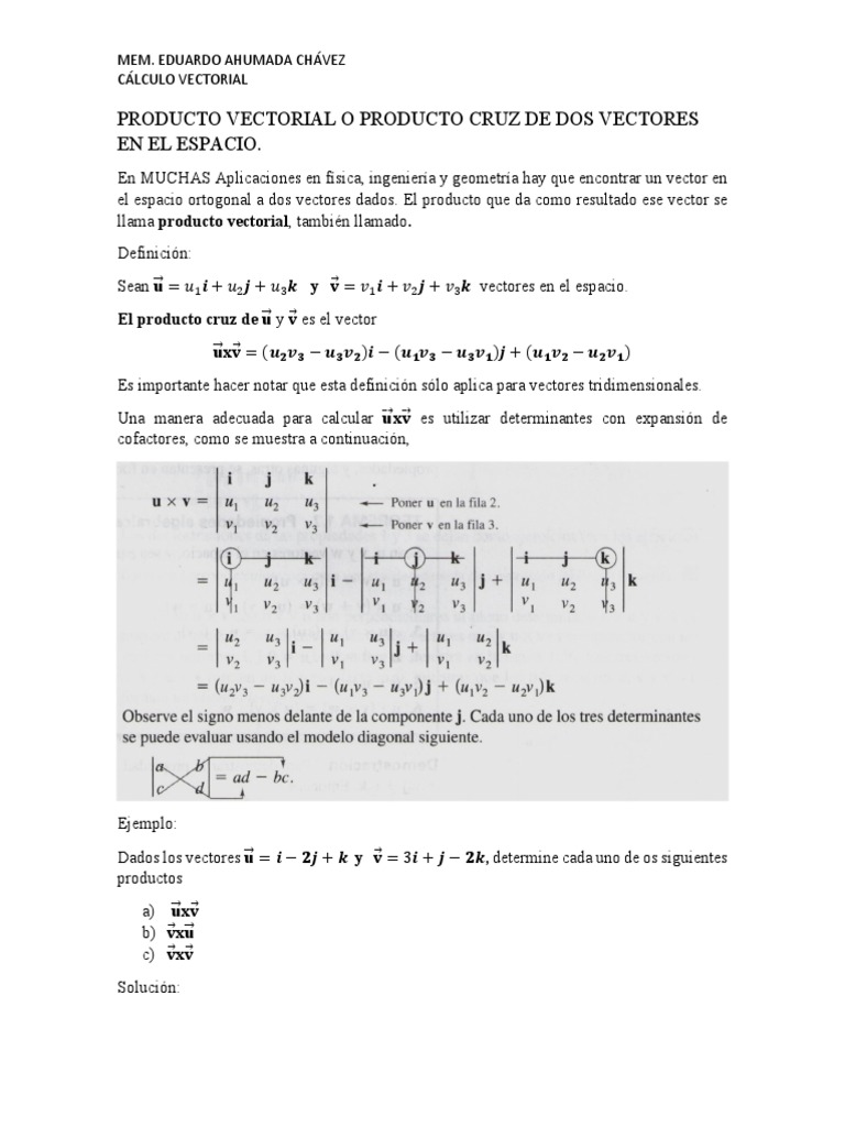 Producto Cruz | PDF | Vector Euclidiano | Ortogonalidad