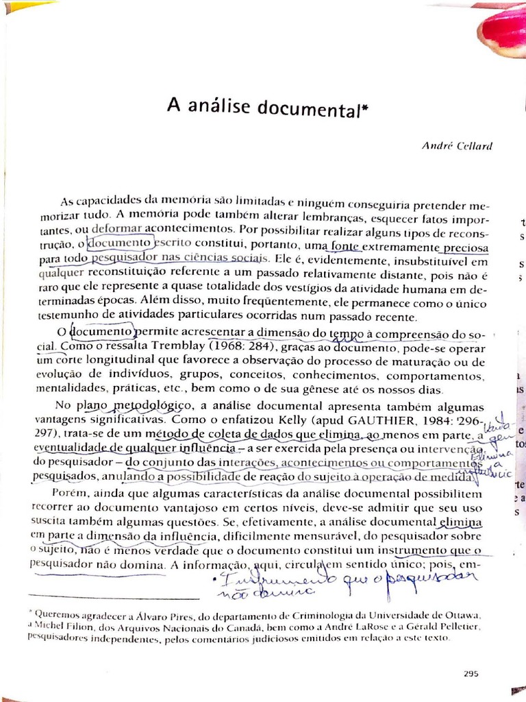 CELLARD, A. A Análise Documental. | PDF | Science | Sociologia