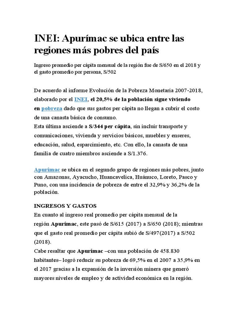 Inei - Apurimac | PDF