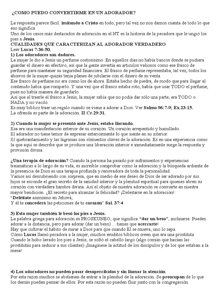 Cómo convertirse en un verdadero adorador de Dios según la Biblia | PDF ...