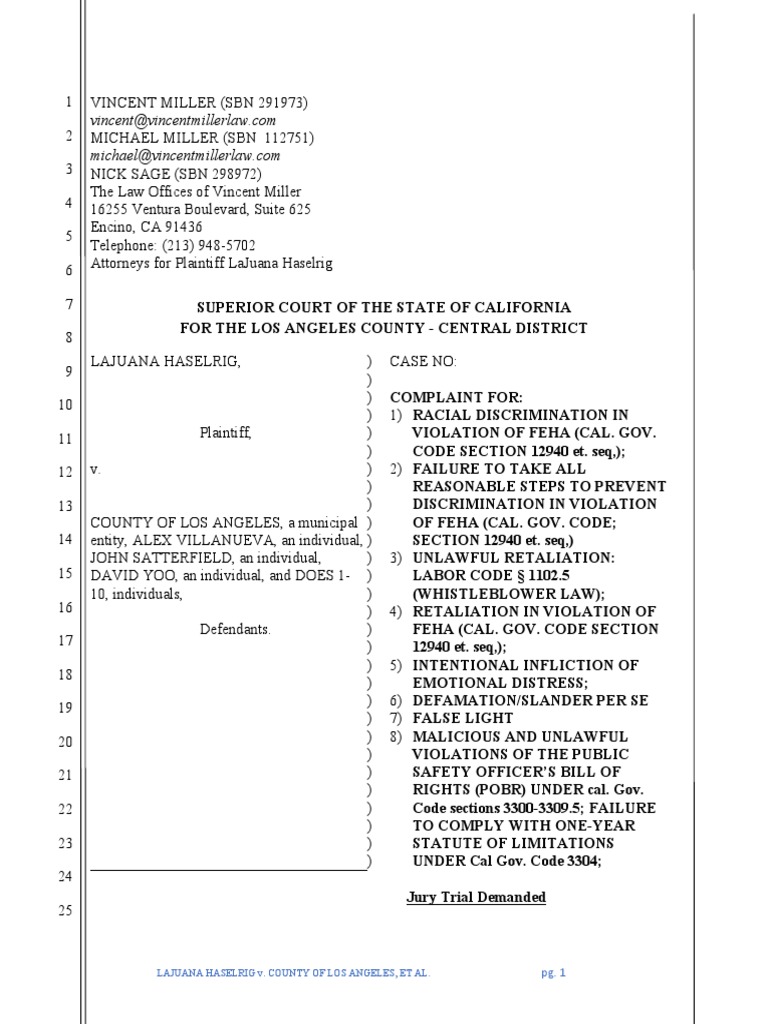 Haselrig Final Final Complaint | PDF | Whistleblower | Defamation