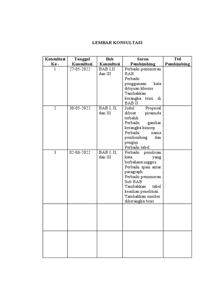 Lembar Konsultasi Proposal | PDF