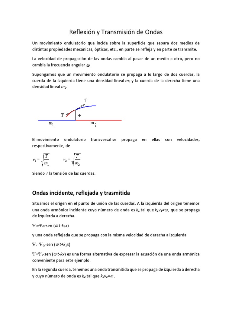 Reflexión y Transmisión de Ondas | PDF | Olas | Física teórica