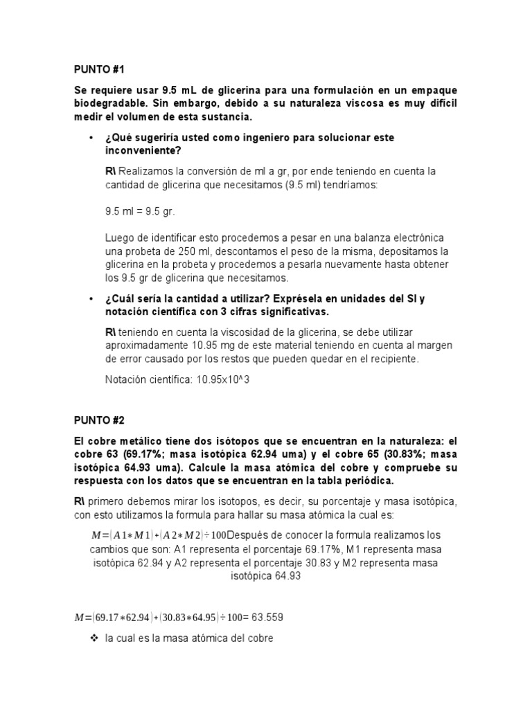Taller 1 Quimica | PDF | Compuestos químicos | Atómico