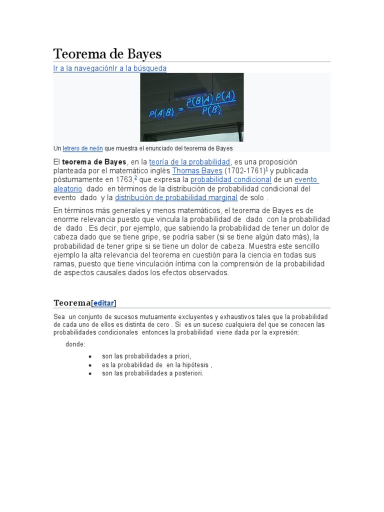 Teorema de Bayes y sus Aplicaciones | PDF | Matemáticas | Science
