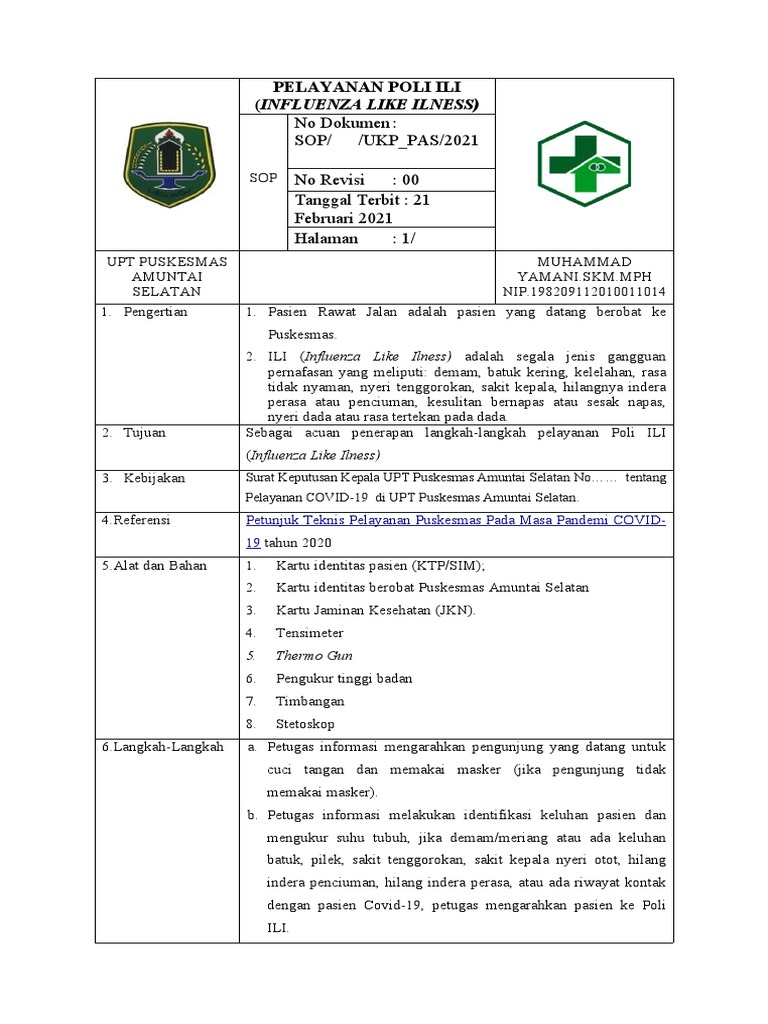 SOP Poli ILI DOY | PDF | Pengembangan Diri | Kesehatan Holistik