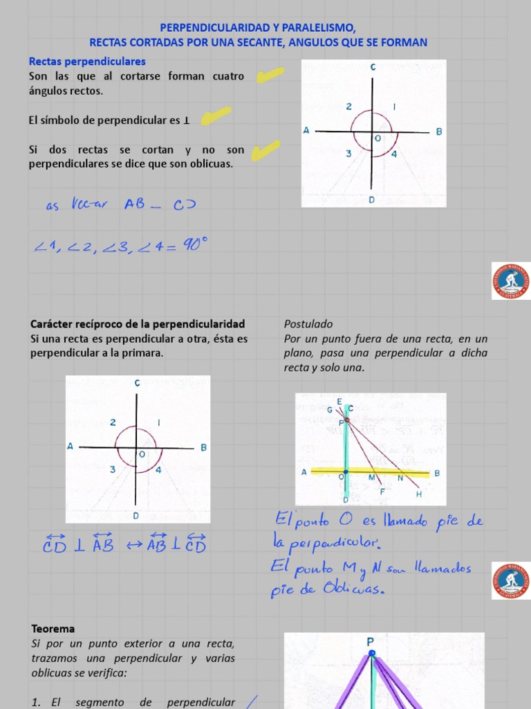 1.3 Perpendicularidad y Paralelismo | PDF | Perpendicular | Ángulo