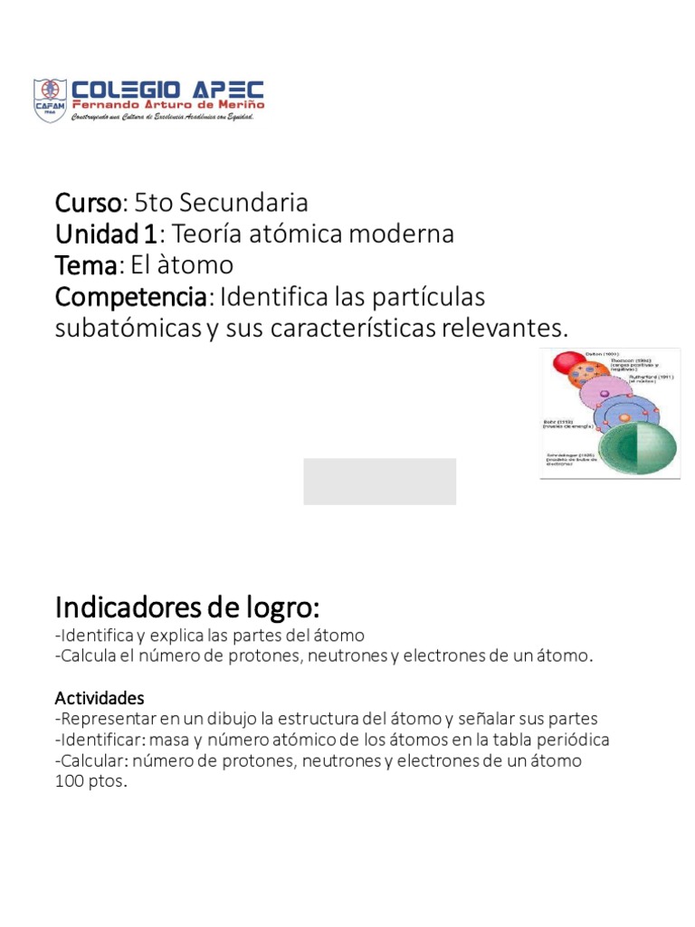 Teoría Atómica | PDF | Átomos | Núcleo atómico