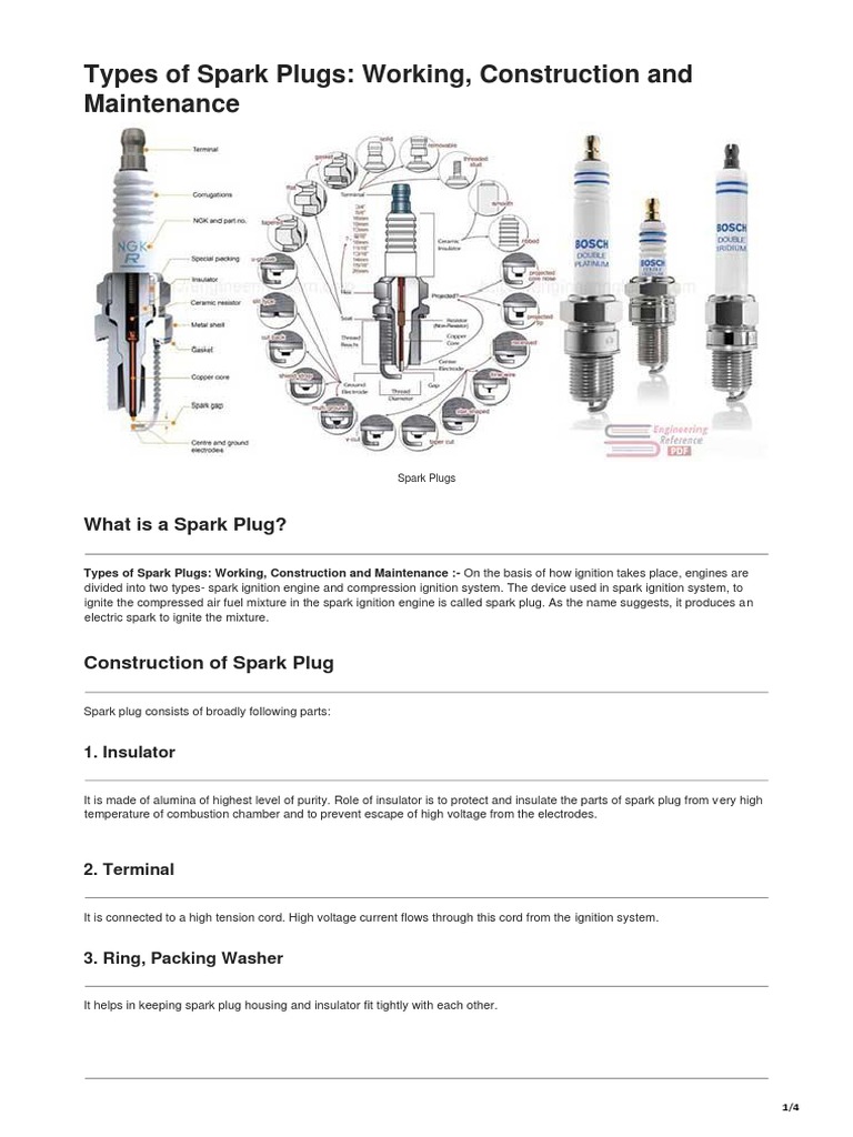 Types of Spark Plugs Working Construction and Maintenance PDF (PDFDrive) | PDF | Internal ...