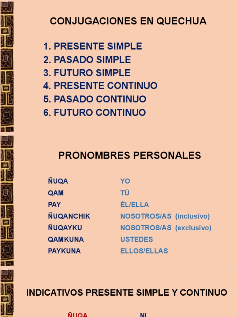 Conjugaciones Quechua | PDF | Verbo | Semántica