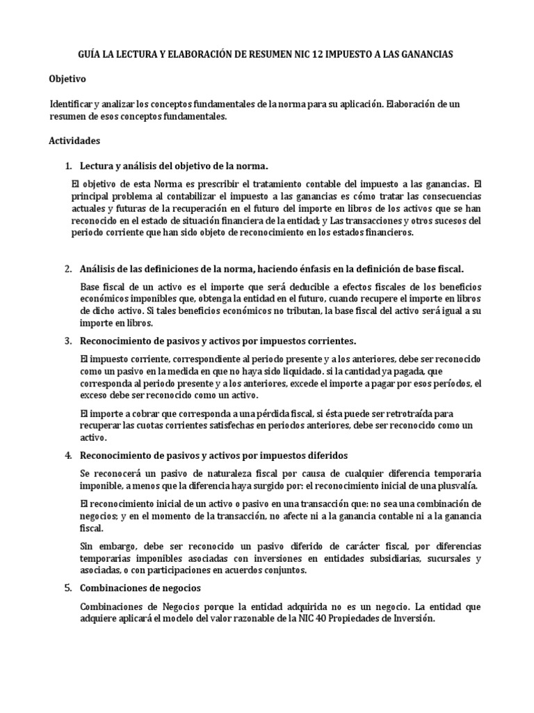 Resumen Nic 12 | PDF | normas internacionales de INFORMACION FINANCIERA ...
