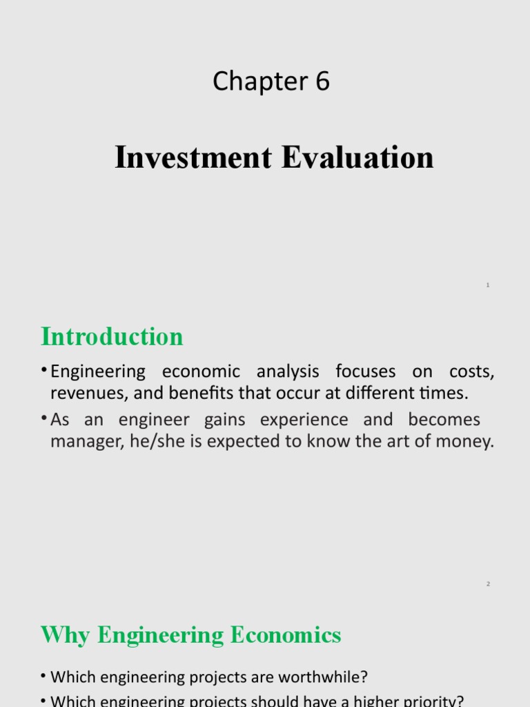 Ch6 Investment Evaluation | PDF | Net Present Value | Internal Rate Of ...