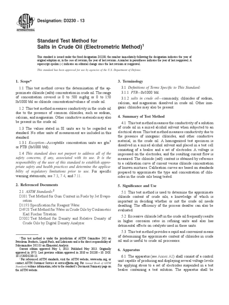 ASTM D 3230 (Salinidad) | PDF | Materials | Chemical Substances