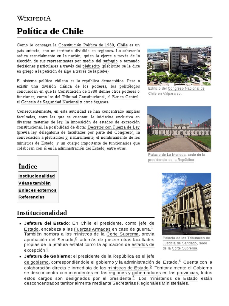 Organización Política de Chile | PDF | Gobierno | Gobernancia