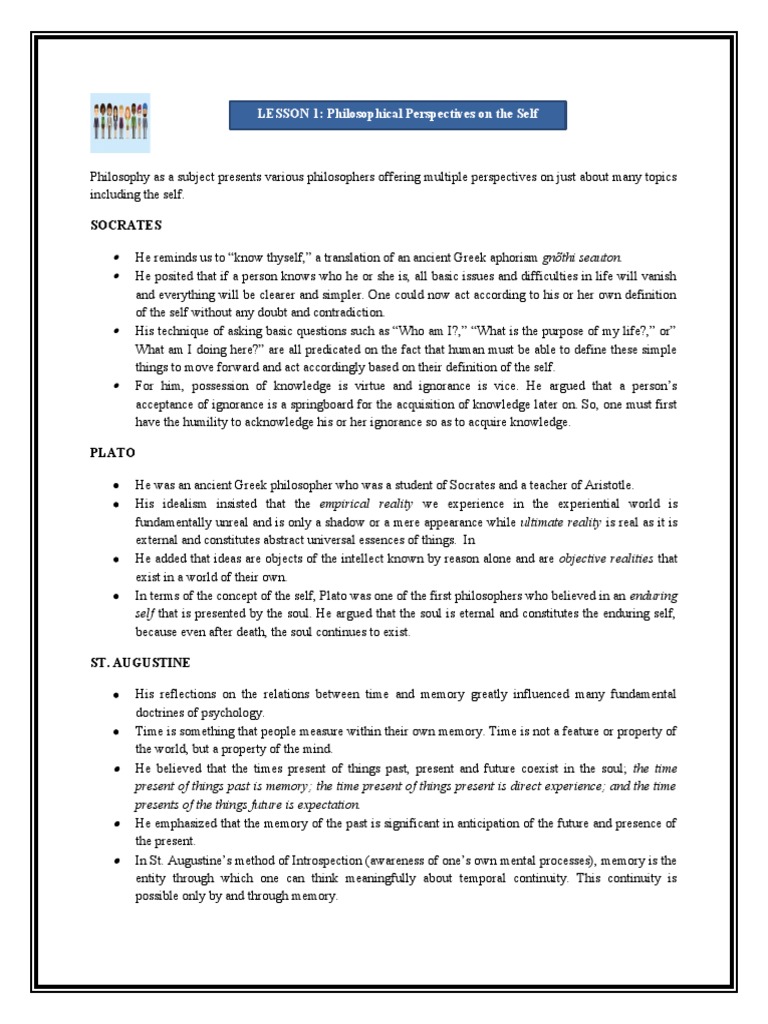 Philosophical Perspectives on the Self: Exploring the Views of Socrates ...