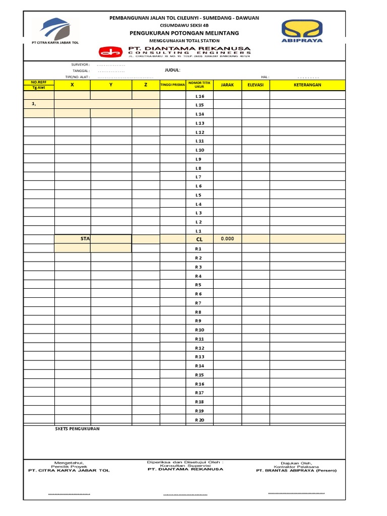 FORMAT DATA UKUR CROSS SECTION TS (Rev) | PDF