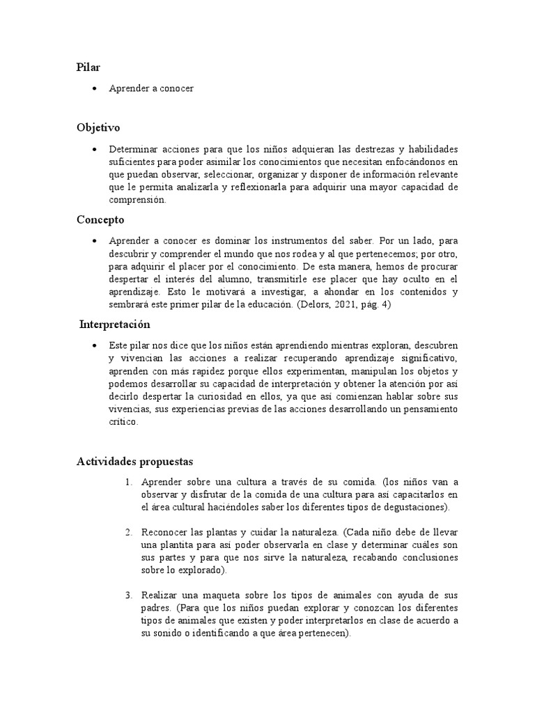 Pilar Aprender A Conocer | PDF | Aprendizaje | Psicología cognitiva
