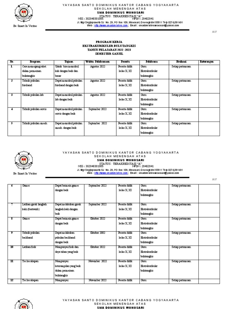 Program Ekstra Bulutangkis | PDF