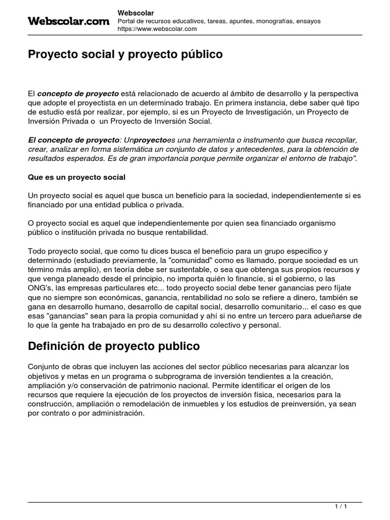 Proyecto Social y Proyecto Publico | PDF | Business | Economias