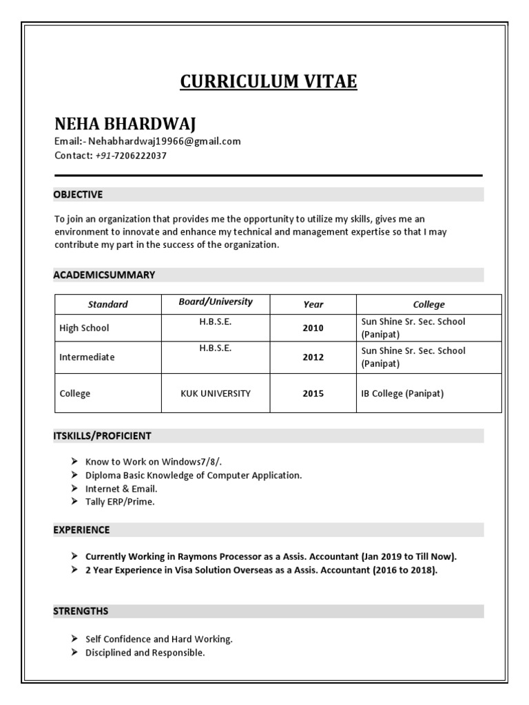 Neha Cv-1 | PDF