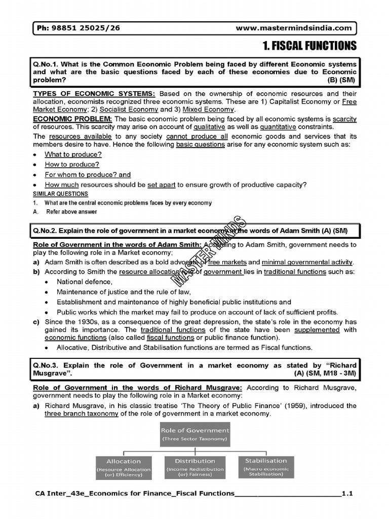 CA Inter - Economics For Finance - Fiscal Function - 43e - Image | PDF