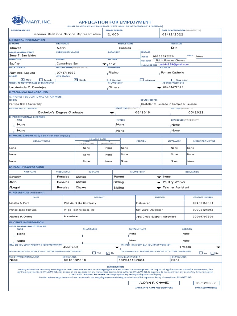 The SM Store - Application Form | PDF