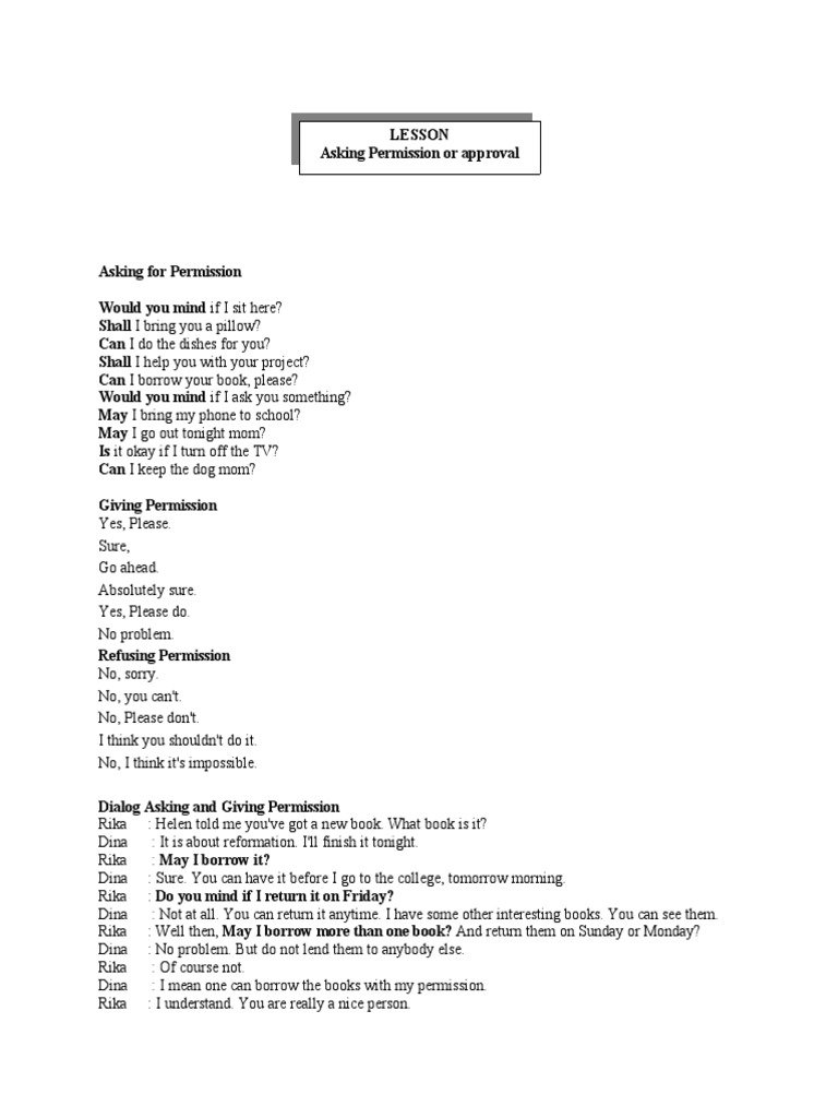 Materi 6 ASKING FOR PERMISSION | PDF