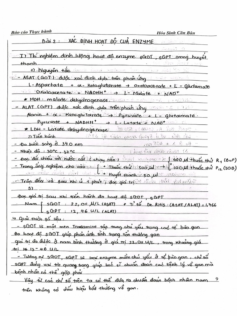 Báo Cáo TH C Hành Hóa Sinh - PH M Hu NH Thiên Xuân - ĐH Duy Tân | PDF
