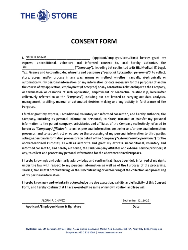 SM Consent Form | PDF | Informed Consent | Consent