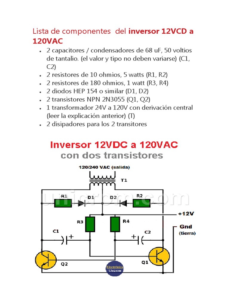 Circuito Inversor 12VDC 120ac | PDF