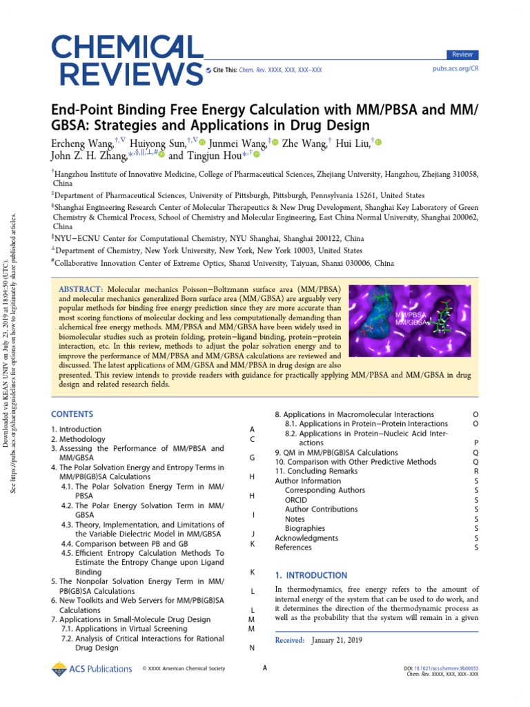 Wang, 2019 (Binding Free Energy Calculation) | PDF | Drug Design ...