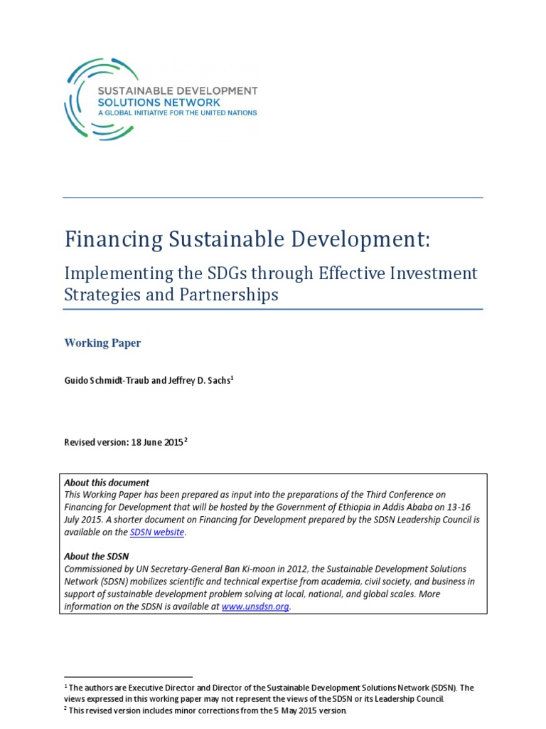 SDSN Financing Sustainable Development Paper FINAL 02 | PDF | Official Development Assistance ...