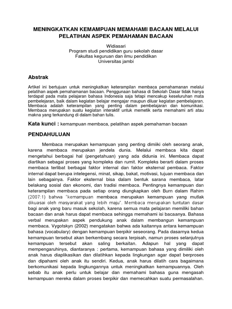 Meningkatkan Kemampuan Memahami Bacaan M | PDF