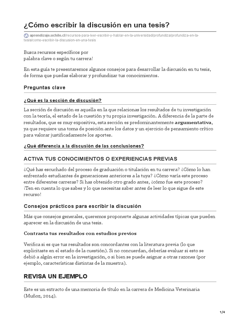 LO1 - Cómo Escribir La Discusión en Una Tesis | PDF | Comprensión ...