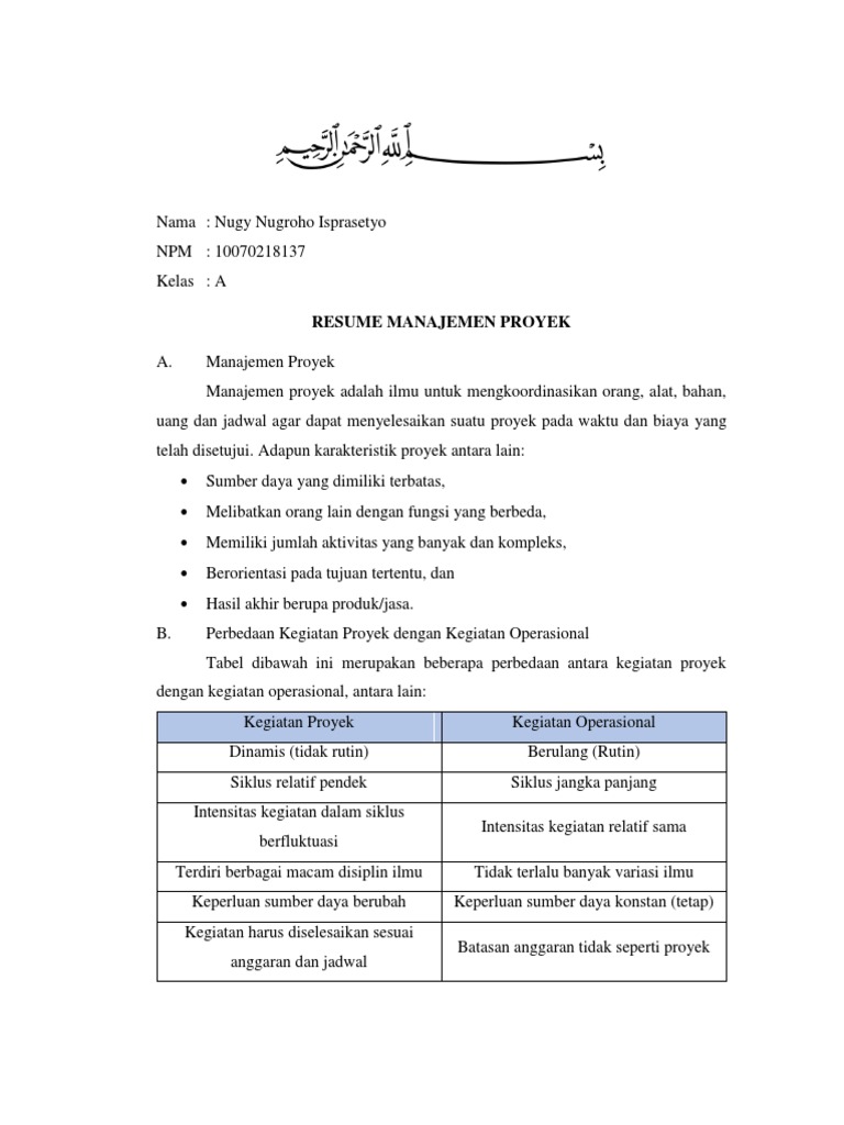 Resume Manajemen Proyek | PDF
