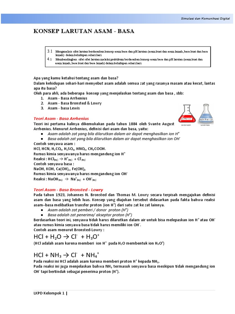 Bahan SIMDIG Teori Asam Basa | PDF
