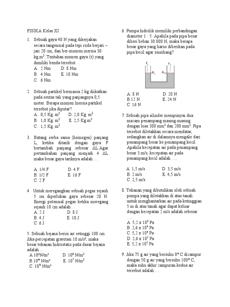 Soal FISIKA Kelas XI | PDF