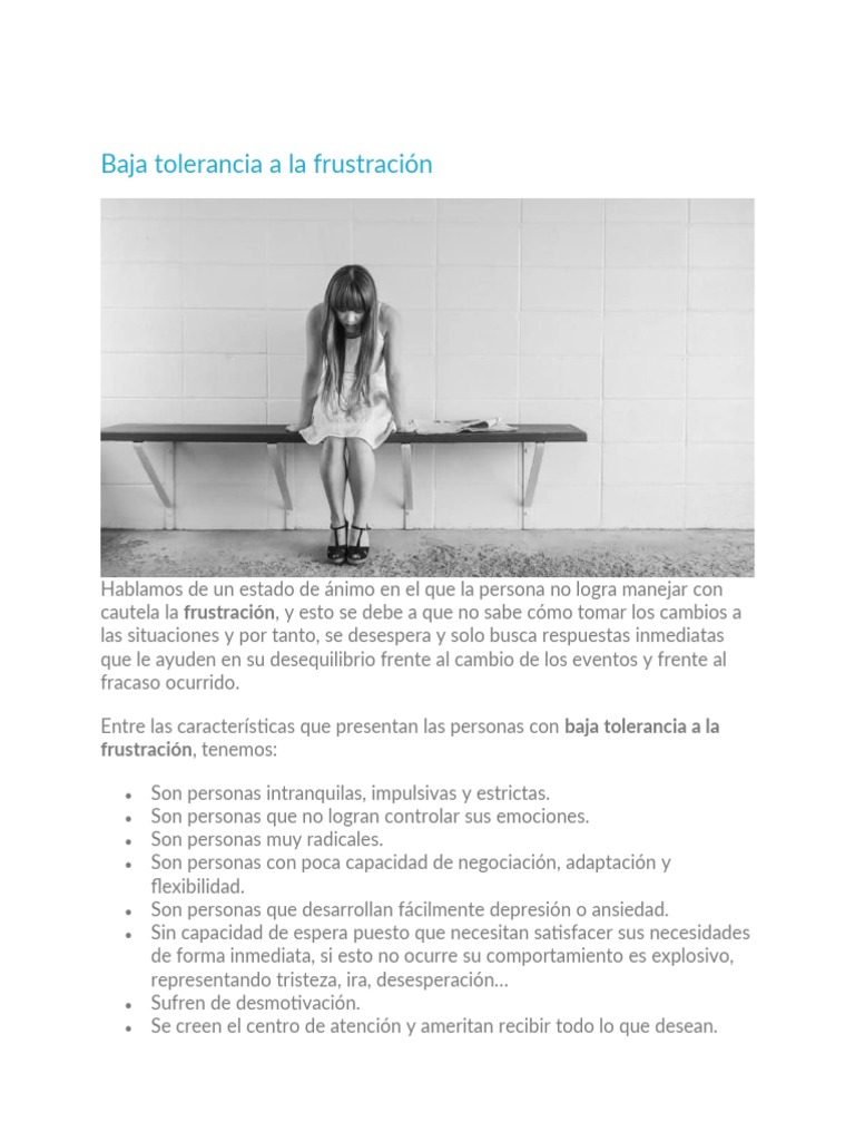 Mejora la Tolerancia a la Frustración | PDF | Las emociones | Tolerancia