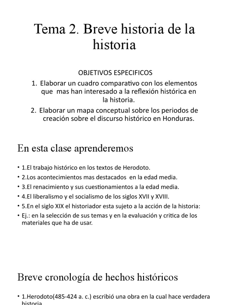 Tema 2 - Breve Historia de La Historia | PDF | Edades medias | Verdad