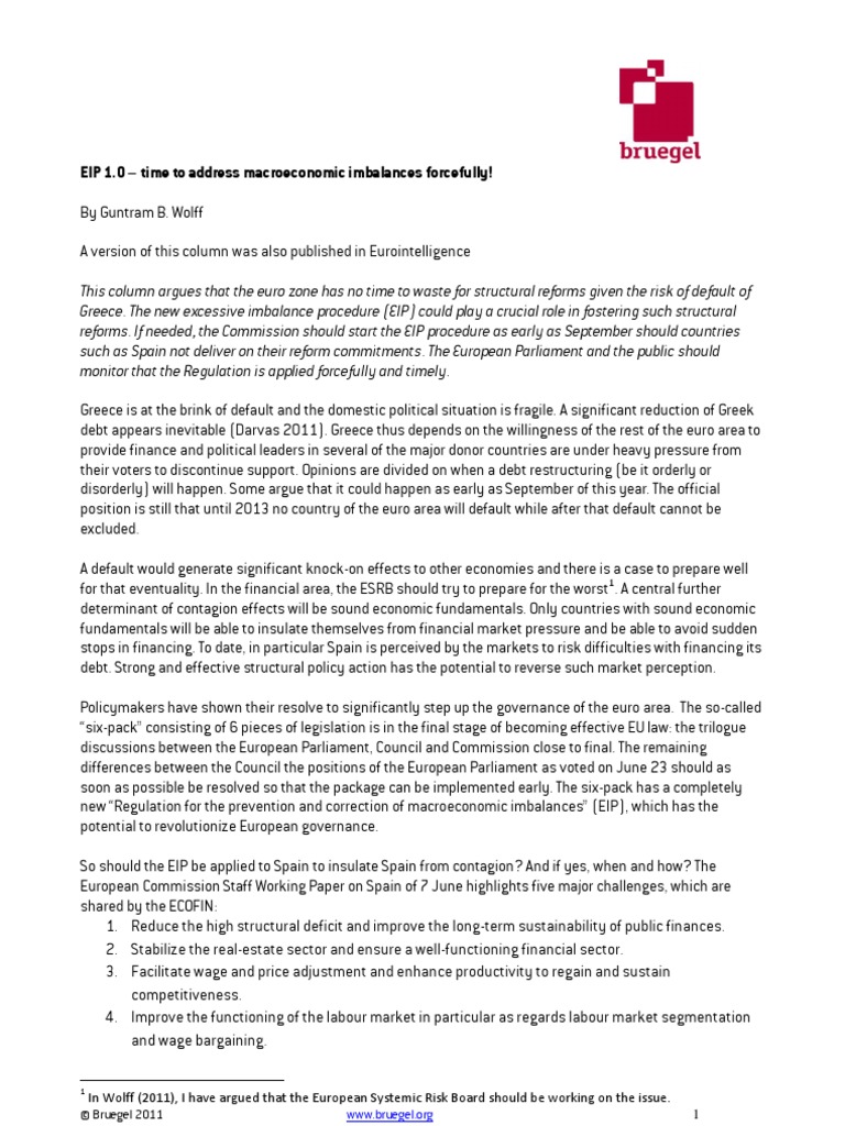 EIP 1.0 - Time To Address Macro Economic Imbalances Forcefully GW | PDF ...