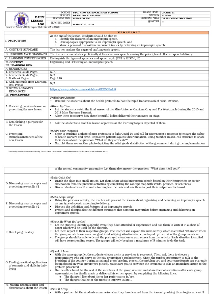 Grade 11 Oral Communication Guide | PDF | Learning | Question