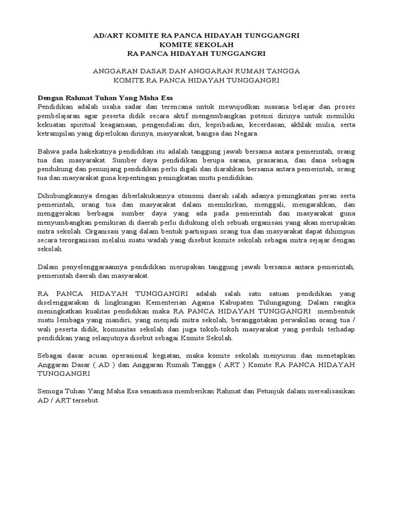 Contoh Ad Art Komite Sekolah Pdf