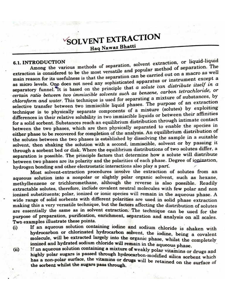 Solvent Extraction | PDF