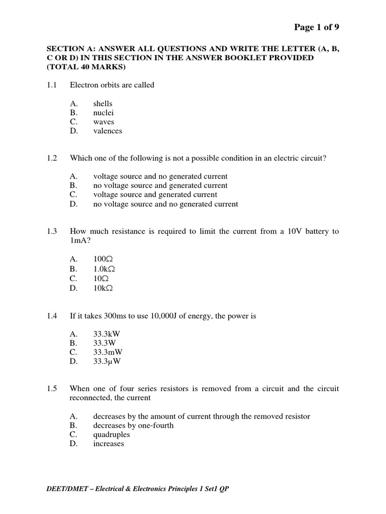 EEP1 Sample1 QP | PDF | Electrical Impedance | Electrical Network