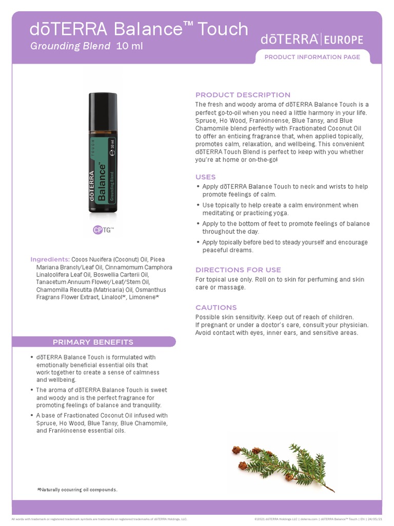 Doterra Balance Touch Oil | PDF | Perfume